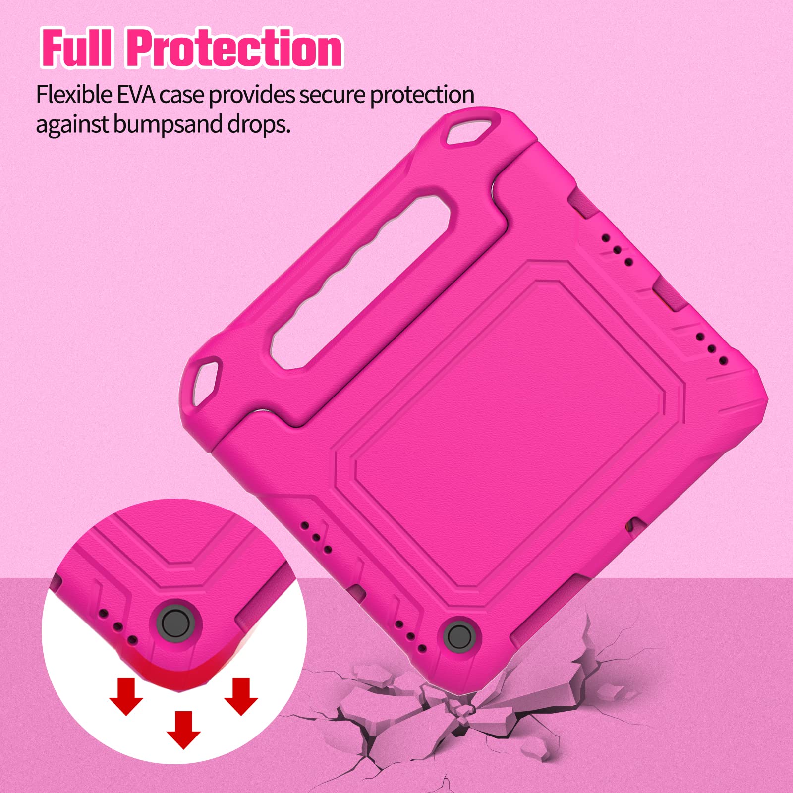 RTOBX Kids Case for Samsung Galaxy Tab A8 10.5 Inch 2022, Galaxy Tab A8 Case with Screen Protector, Shockproof Handle Stand Case for Samsung Galaxy Tab A8 10.5β 2022 (SM-X200/SM-X205/SM-X207), Pink