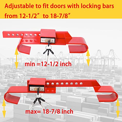 Heavy Duty Steel Cargo Door Lock/Standard Shipping Container Lock with 4 Keys Adjustment Range: 12-1/2" - 18-7/8" Coated with red Color(Keyed Differently)