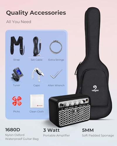 Electric Guitar Beginner Kit, 39 Inch Full Size Electric Guitar with Amp for Beginners Adults Teens, Metallic Red, by Vangoa