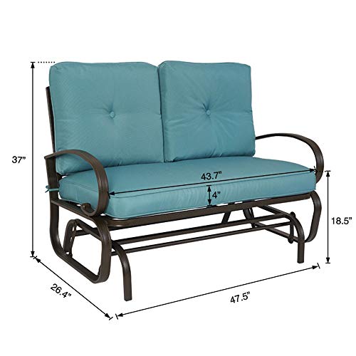 Kozyard Cozy Two Rocking Love Seats Glider Swing Bench/Rocker for Patio, Yard with Soft Cushion and Sturdy Frame (Blue)