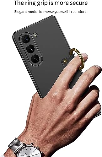 TECHY for Galaxy Z Fold 5 Case with Ring Ultra Thin Matte PC Protective Cover for Samsung Galaxy Z Fold 5 2023, Grey