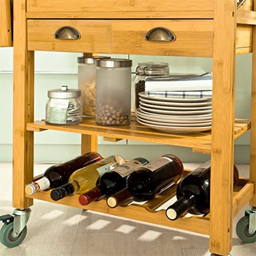 IRDFWH Extendable Kitchen Trolley Cart with 2 Folding Hinged Side Boards Removable Tray