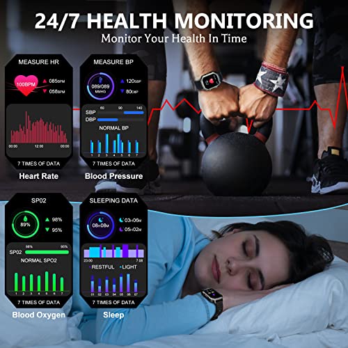 Smart Watch | Military Smart Watches for Men, Bluetooth Call(Answer/Make Calls) 1.83" Fitness Tracker 45 Days Extra-Long Standby IP68 Waterproof, Android Digital Smartwatch w Heart Rate Sleep Monitor
