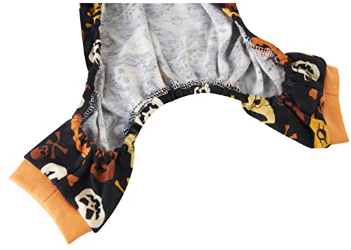 Skull Dog Pajamas Clothes Pumpkin Halloween Pet Costume for Small Dog Pajamas Onesie PJS for Pet Back Length 12"