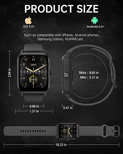 Smart Watch for Men Women (Answer/Make Call), 1.8" Touch Screen Activity Trackers for Android iPhone Compatible with Alexa Built in, Fitness Heart Rate Blood Oxygen Sleep Monitor, IP68 Waterproof