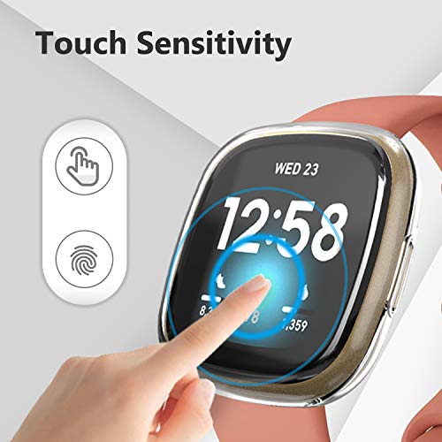 KPYJA 6-Pack Screen Protector Soft TPU Plated Case All-Around Protective Screen Full Cover Bumper Compatible for Fitbit Sense/Versa 3 Smart Watch