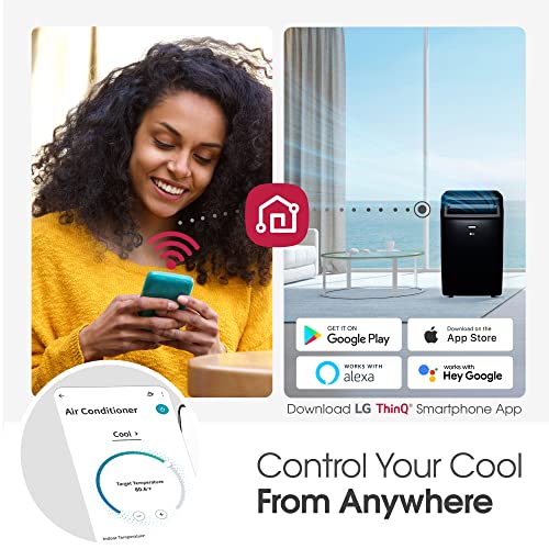 LG 10000 BTU Portable Air Conditioners [2023 New] Wheels for Easy Install LCD Display Remote Control Wifi AppCools 450 Sq.Ft 3-in-1 function Timer air conditioner AC Unit Home Room Black LP1023BSSM