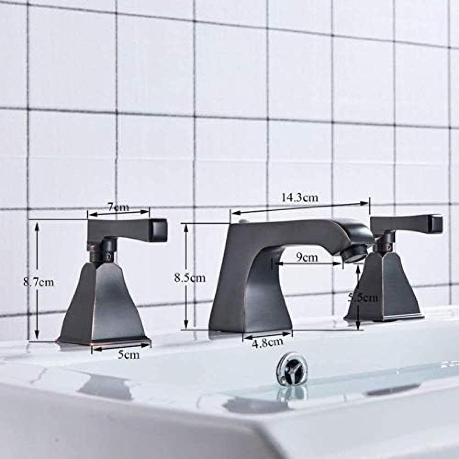 Kitchen Taps Kitchen Tap Faucet Black Bronze Bathroom Basin Faucet Deck Mounted Spread 3 Holes Bathtub Sink Mixer Tap Dual Handle Chrome Basin Crane Tap, Faucet