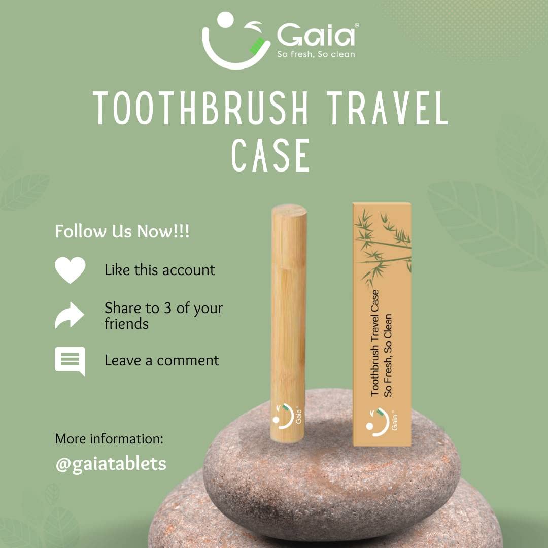 Gaiatabs All Natural Bamboo Toothbrush Travel Case