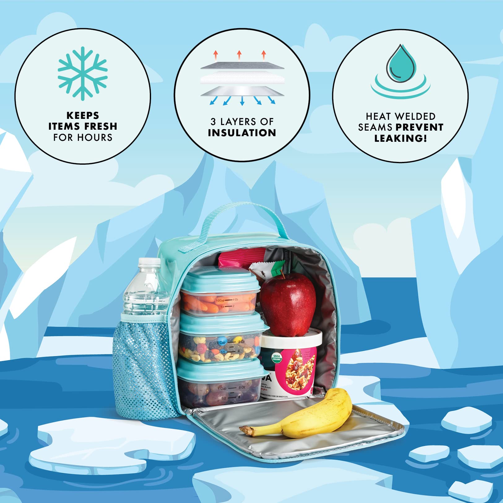 Fit+Fresh DIY Sticker Insulated Lunch Box, Lunch Box - Lunch Bag, Lunch Box for Girls, Lunch Box for Boys, Lunchboxes