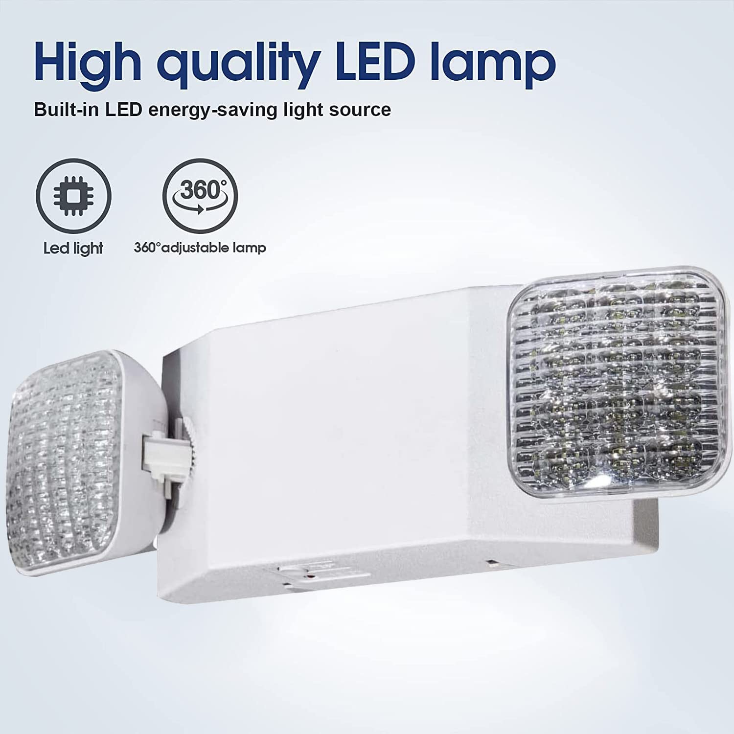 LED Emergency Lights with Battery Backup, Two Head Adjustable LED Commercial Emergency Light, UL 924 Certified, AC 120/277V, Hardwired Emergency Exit Light Fixtures for Business (1 Pack)