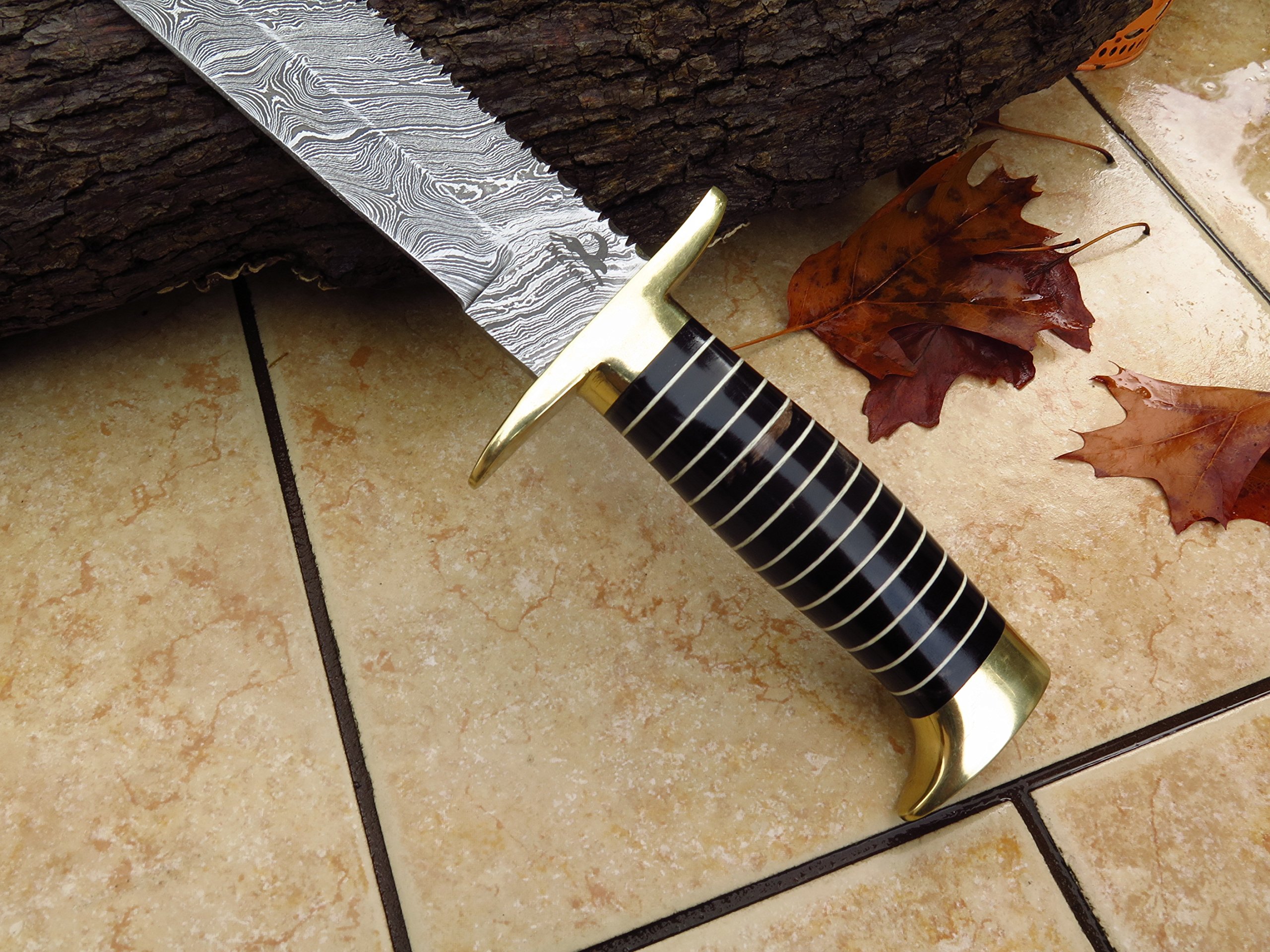 DKC-6002 SANTINI BOWIE Damascus Steel Hunting Knife DKC Knives 1.4 lbs 15"Long 10'' Blade Nomano Series