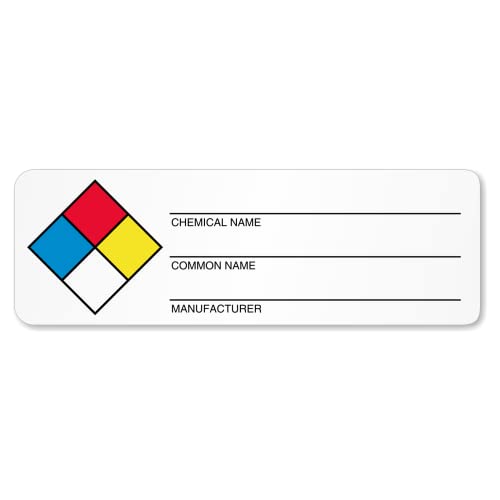 SmartSign Roll of 500 NFPA Paper Mini Labels with Chemical Name, Hazard Labels in Dispenser Box | 1" x 3" Matte Paper, Write-On