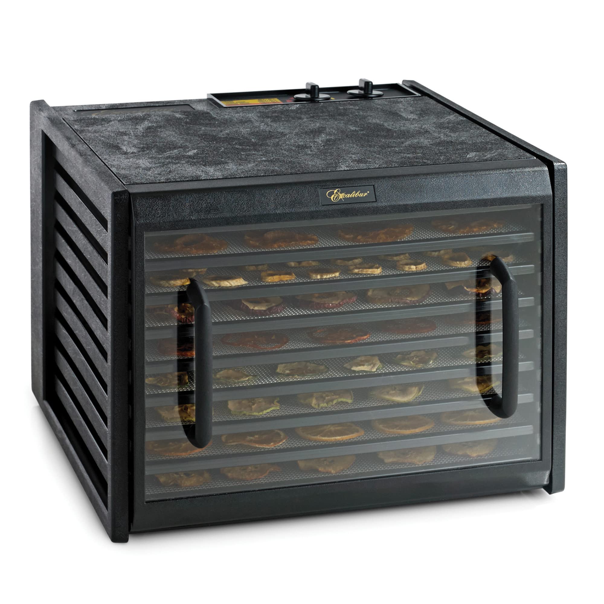 Excalibur 3926TCDB Electric Food Dehydrator Machine with Clear Door, 26-Hour Timer, Automatic Shut Off and Temperature Control, 600 W, 9 Trays, Black