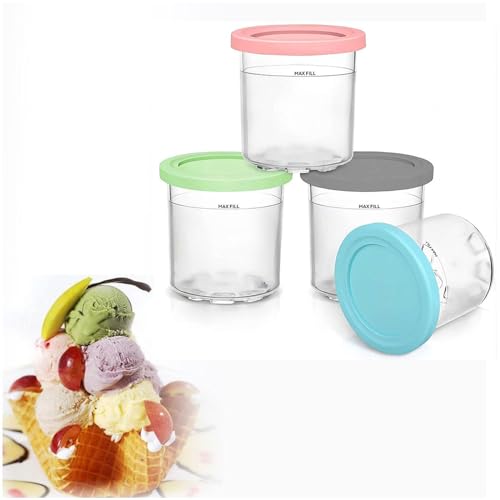 Creami Deluxe Pints, for Ninja Ice Cream Maker Cups,16 OZ Ice Cream Storage Containers Dishwasher Safe,Leak Proof Compatible with NC299AMZ,NC300s Series Ice Cream Makers