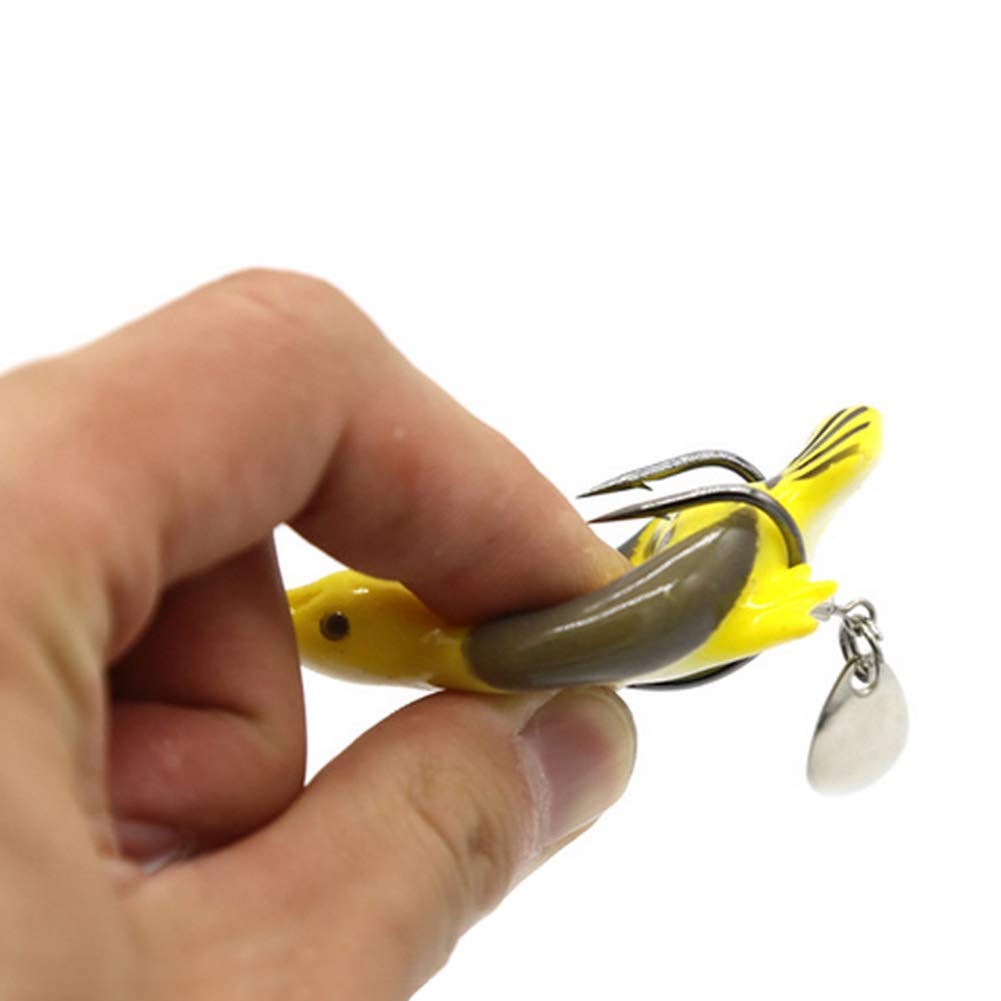 Connoworld Simulation Duck Fishing Bait Soft Lure Tackle Tool with Hook Swivel Sequin Plate - Red
