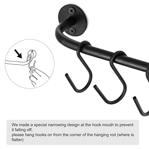 Mkono Coat Rack Wall Mount, Wall Coat Hooks for Hanging with 20 S Hooks, Heavy Duty Metal Rail Hat Hanger for Coat Keys Purse Belt Clothes Towel Holder in Entryway Bathroom Mudroom, Set of 2, Black