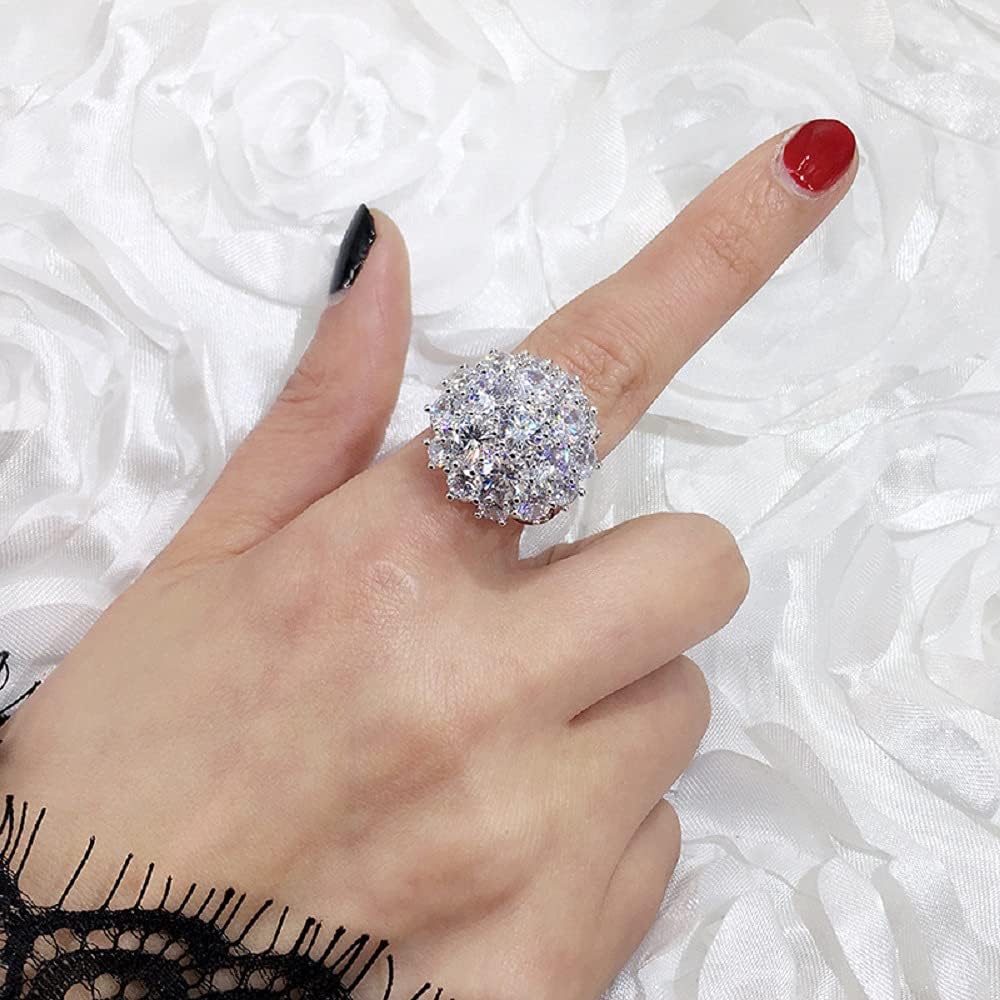 DONGYUANXU Flower full diamond index finger diamond ring engagement wedding princess diamond ring (US Code 7)