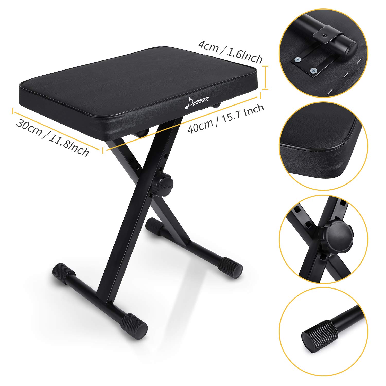 Donner DEP-20 Beginner Digital Piano + Adjustable Keyboard Bench 1.6 Inch Thickness