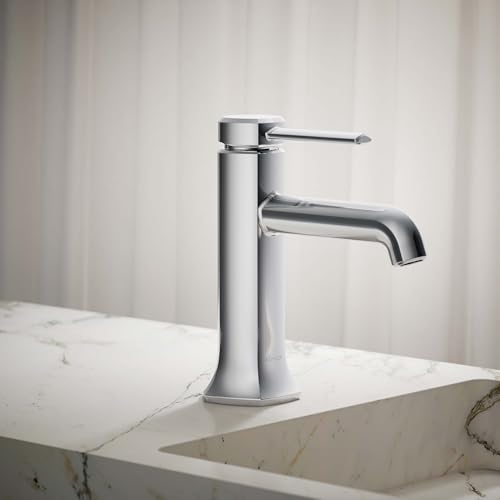 KOHLER 27000-4-CP Occasion Single-Handle Bathroom Faucet with Pop-Up Drain Assembly, One Hole Bathroom Sink Faucet, 1.2 gpm, Polished Chrome
