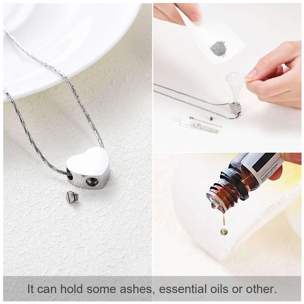 constantlife Cremation Jewelry for Ashes - Heart Pendant Memorial Urn Necklace Ashes Holder Stainless Steel Personalized Customization Keepsake (Silver)