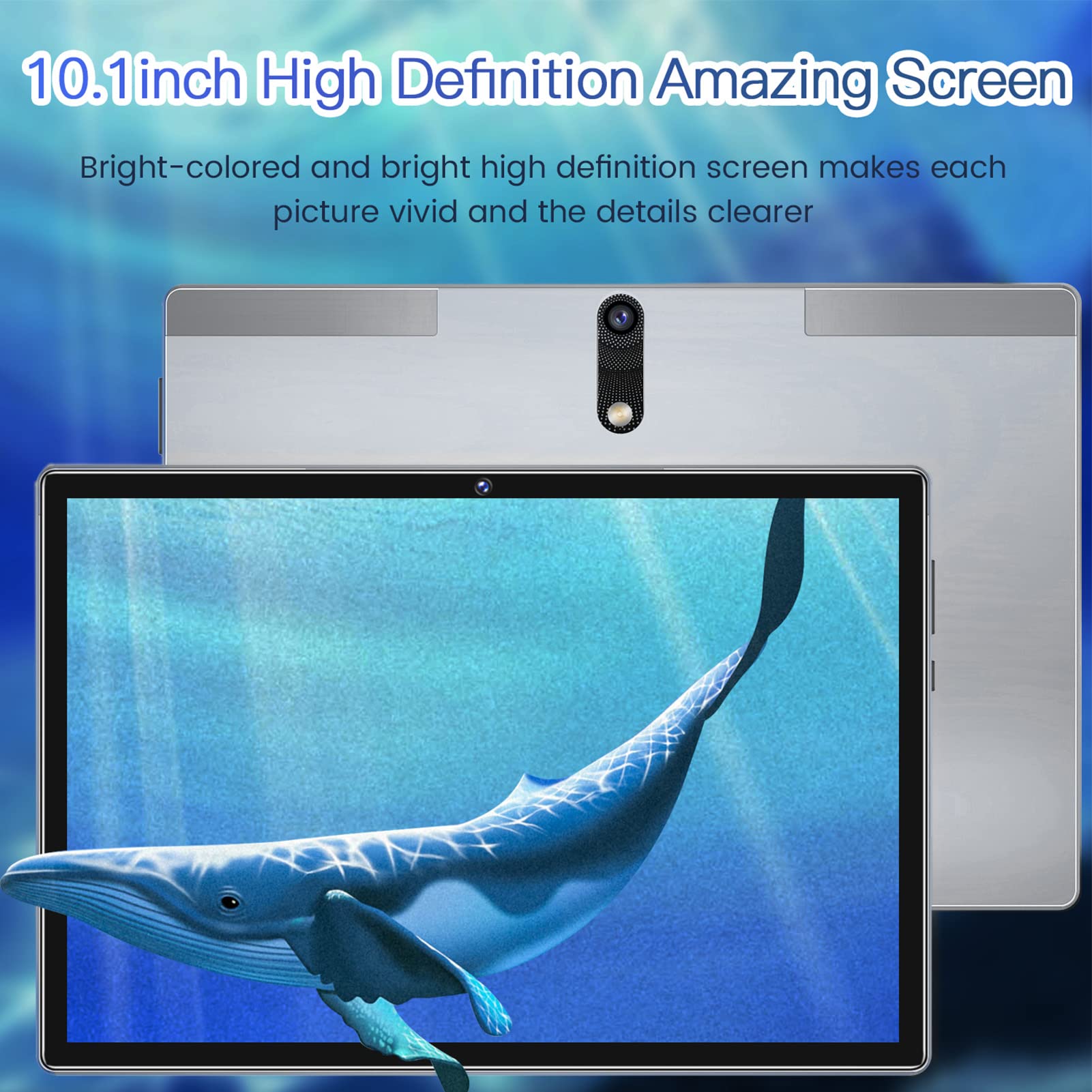 HD Tablet, Octa Core 10.1in Tablet 2.4G 5G WiFi Support Dual Card Dual Standby for Android8.1 for Drawing (US Plug)