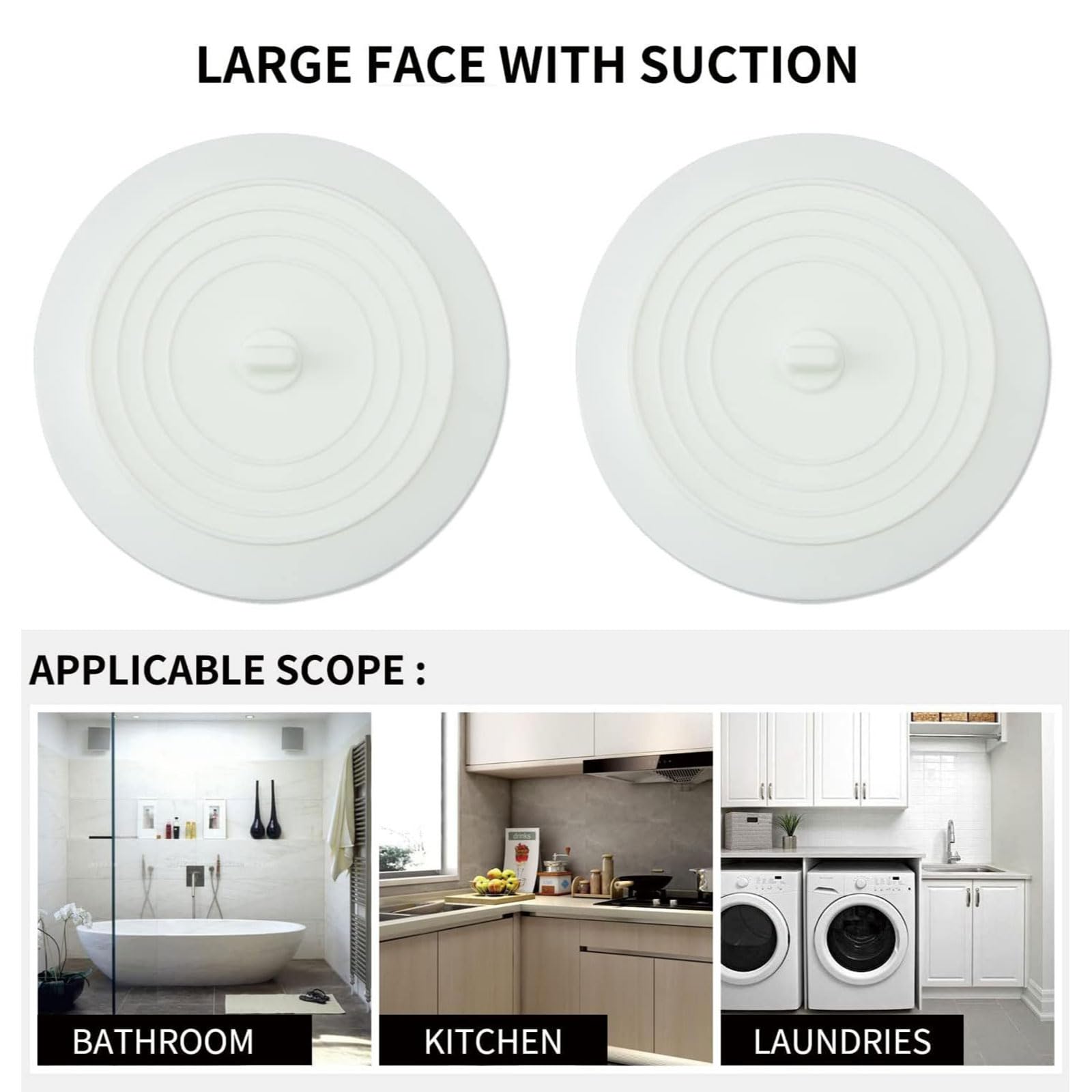 Guojiang Bathtub Drain Cover Large Bathtub Drain Cover Tub Flat Drain Cover Odor Resistant Solution Quick Fixing for Bathrooms Sink Hair Stop