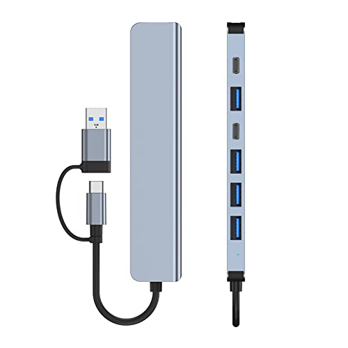 HUIFANGBU 7 in 1 USB 3.0 and Type-C / USB-C to USB 3.0 USB 2.0 HUB Adapter
