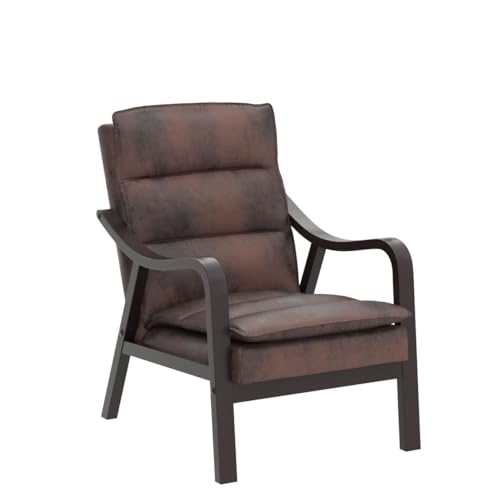 Container Furniture Direct Mid Century Modern Accent Chair for Living Room, Bedroom or Office, Retro-Styled Armchair with Solid Wood Frame and Plush Cushioning, Spotted Microfiber, Brown