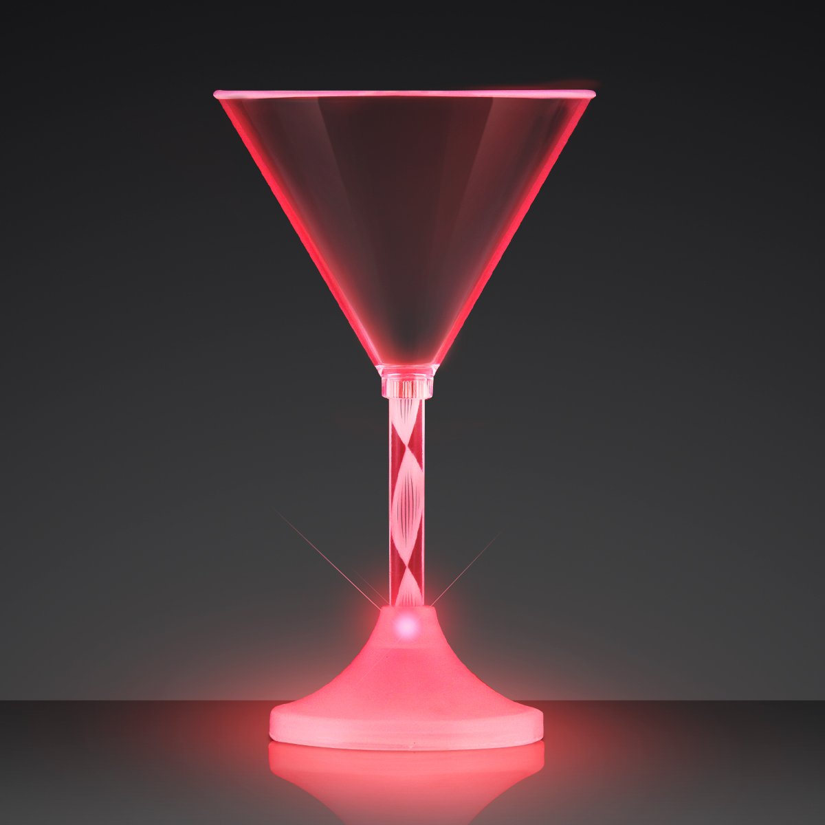 FlashingBlinkyLights Set of 4 Light Up Martini Glasses with Long Spiral Stem and Color Changing LED
