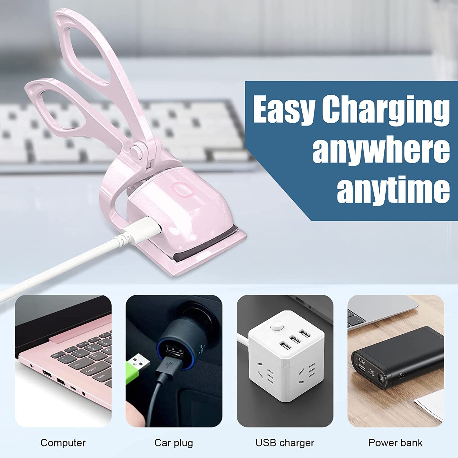 Heated-Eyelash-Curler Quick-Natural-Curling-Heated-Lash-Curler Long-Lasting-USB-Rechargeable-Electric-Curled-Eyelashes Last-All-Day Upgrade-Model