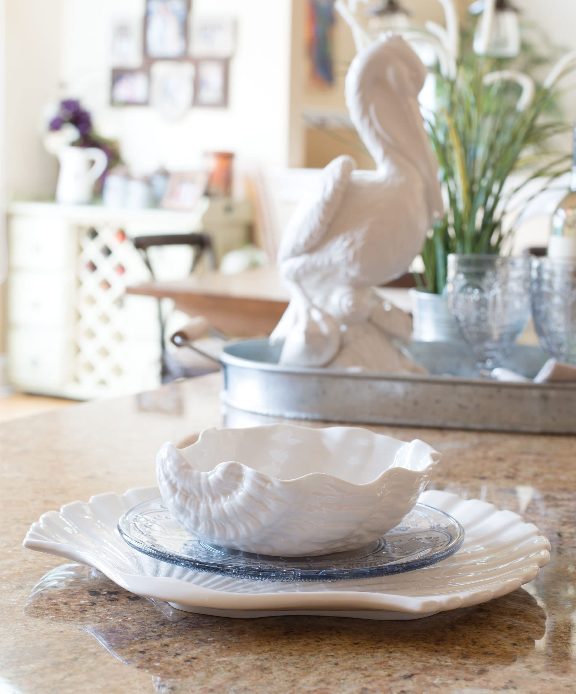 Fitz and Floyd Cape Coral Coastal Shell Platter, 13 Inch, White