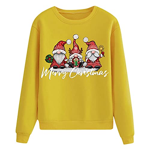 GuangYuan Sweatshirt For Women Graphic Crewneck Loose Shirts Long Sleeve Festival Shirts Flowy All-match Pullovers Fall Sweatshirt Yellow