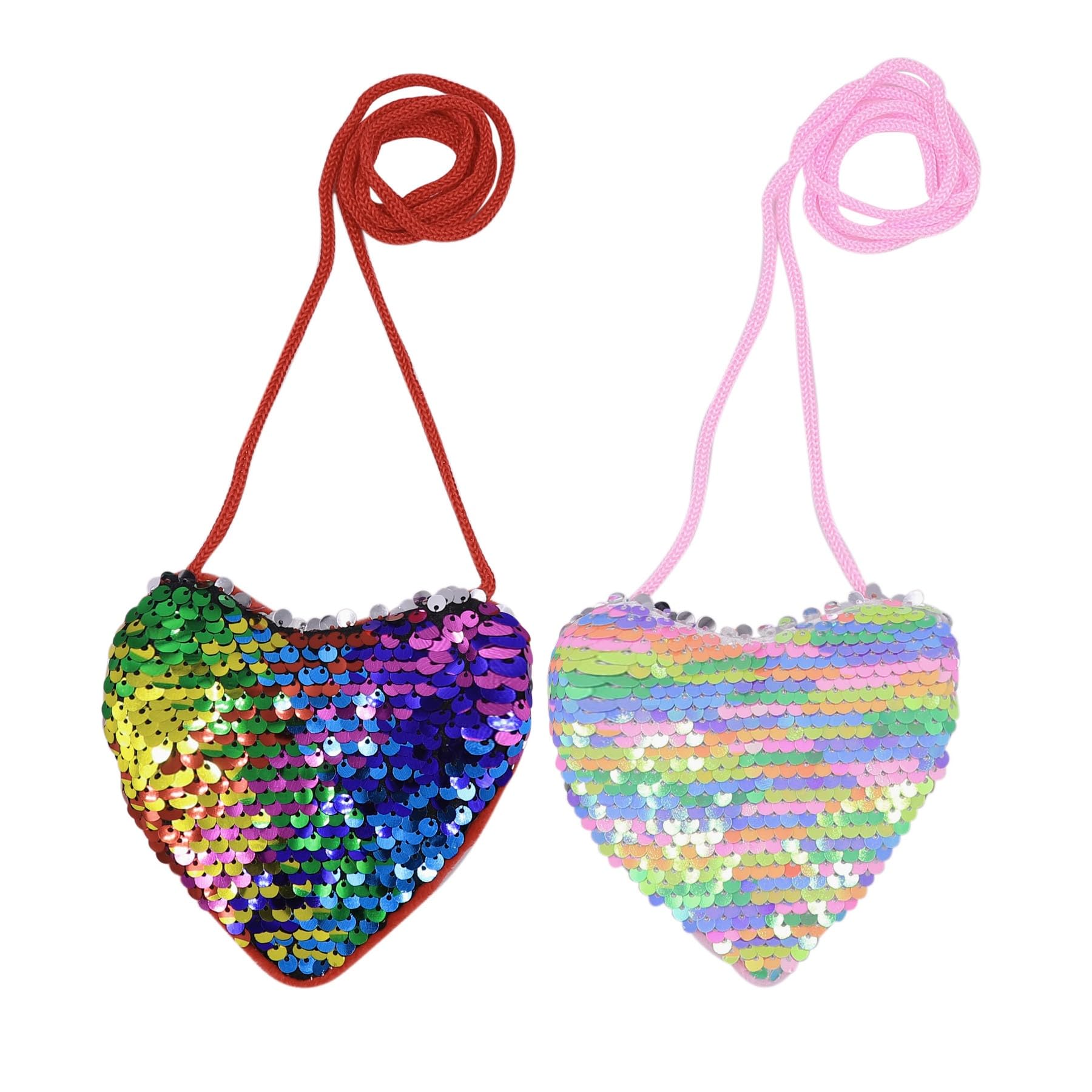 ZGMYC (Pack of 2, Little Girls Glitter Reversible Sequins Crossbody Purse Mini Shoulder Bag Satchel