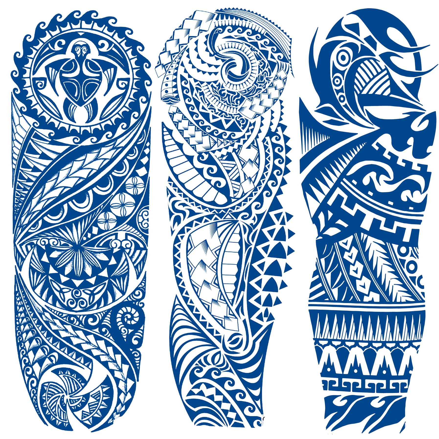 Semi-permanent Tribal Tattoos, 3-Sheet Temporary Tattoo,Plant-Based Ink Fake Tattoos