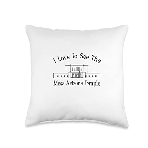 Temples of the Church of Jesus Christ, LDS temples Mesa AZ, Love to See My Temple, Happy Throw Pillow, 16x16, Multicolor