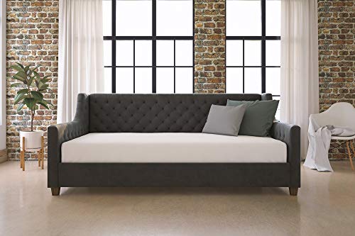 DHP Jordyn Diamond Tufted Upholstered Daybed/ Sofa Bed, Twin Size Frame, Gray Velvet