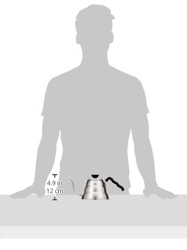 Hario V60 "Buono" Drip Kettle Stovetop Gooseneck Coffee Kettle 1.0L, Stainless Steel, Silver