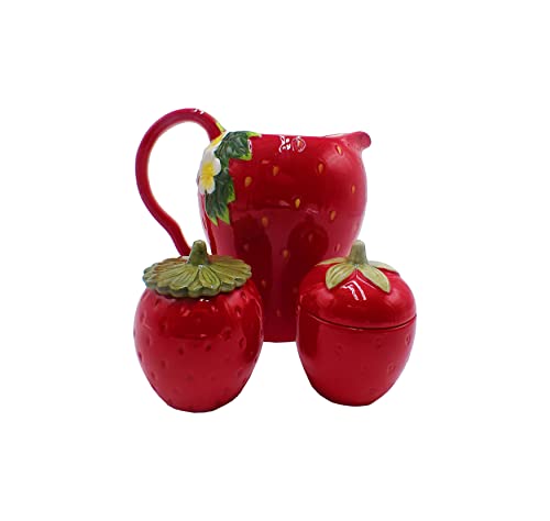First of a Kind Glossy Rosy Red strawberry pitcher, red ceramic strawberry jug, strawberry kitchen pitcher for water, lemonade