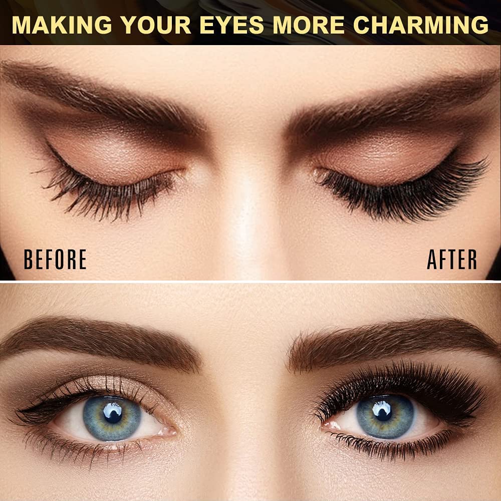 Gemonad Magnetic Eyelashes without Eyeliner 4 Pairs Reusable Dual False Lashes Natural Look 3D Effect Waterproof Fake Eyelash Set with Applicator(4-Pairs/16 Pieces)
