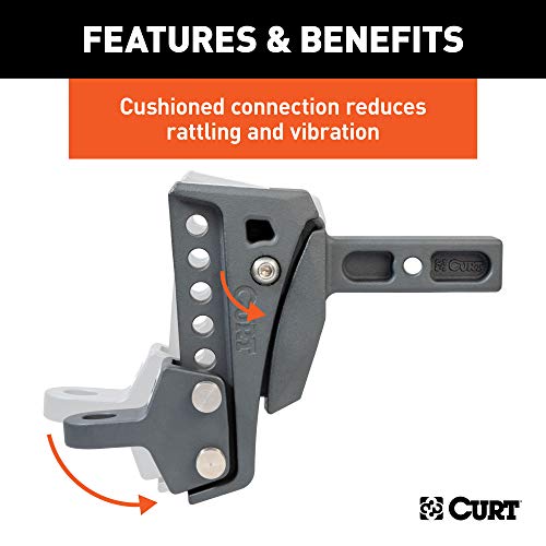 CURT 45949 Rebellion XD Adjustable Cushion Hitch Ball Mount 2-Inch Receiver, 15,000 lbs., 6-Inch Drop