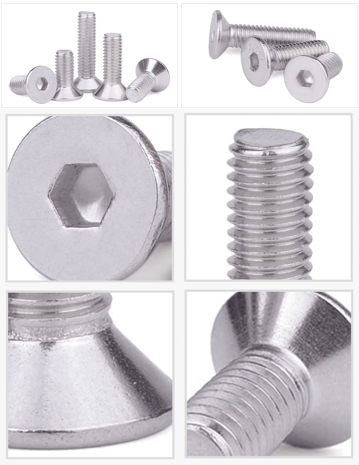 Guard4U 160Pcs #8-32 UNC 304-Stainless Steel Flat Head Countersunk Hex Socket Cap Bolts Screws Nuts Assortment Kit- #8-32x 1/4" 5/16" 3/8" 1/2" 5/8" 3/4" 7/8" 1"