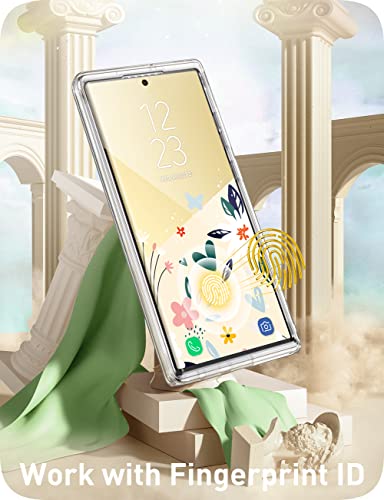 i-Blason Cosmo Series for Samsung Galaxy S23 Ultra Case 6.8" (2023 Release), [Fingerprint ID Compatible] Slim Full-Body Stylish Protective Case with Built-in Screen Protector (Flower Paint)
