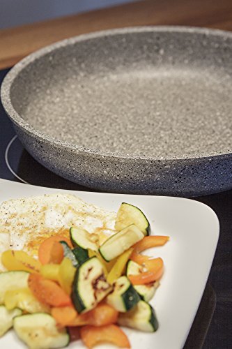 FLONAL Dura Induction Frying Pan Stone Effect Aluminum, 11.08-inches, Clear