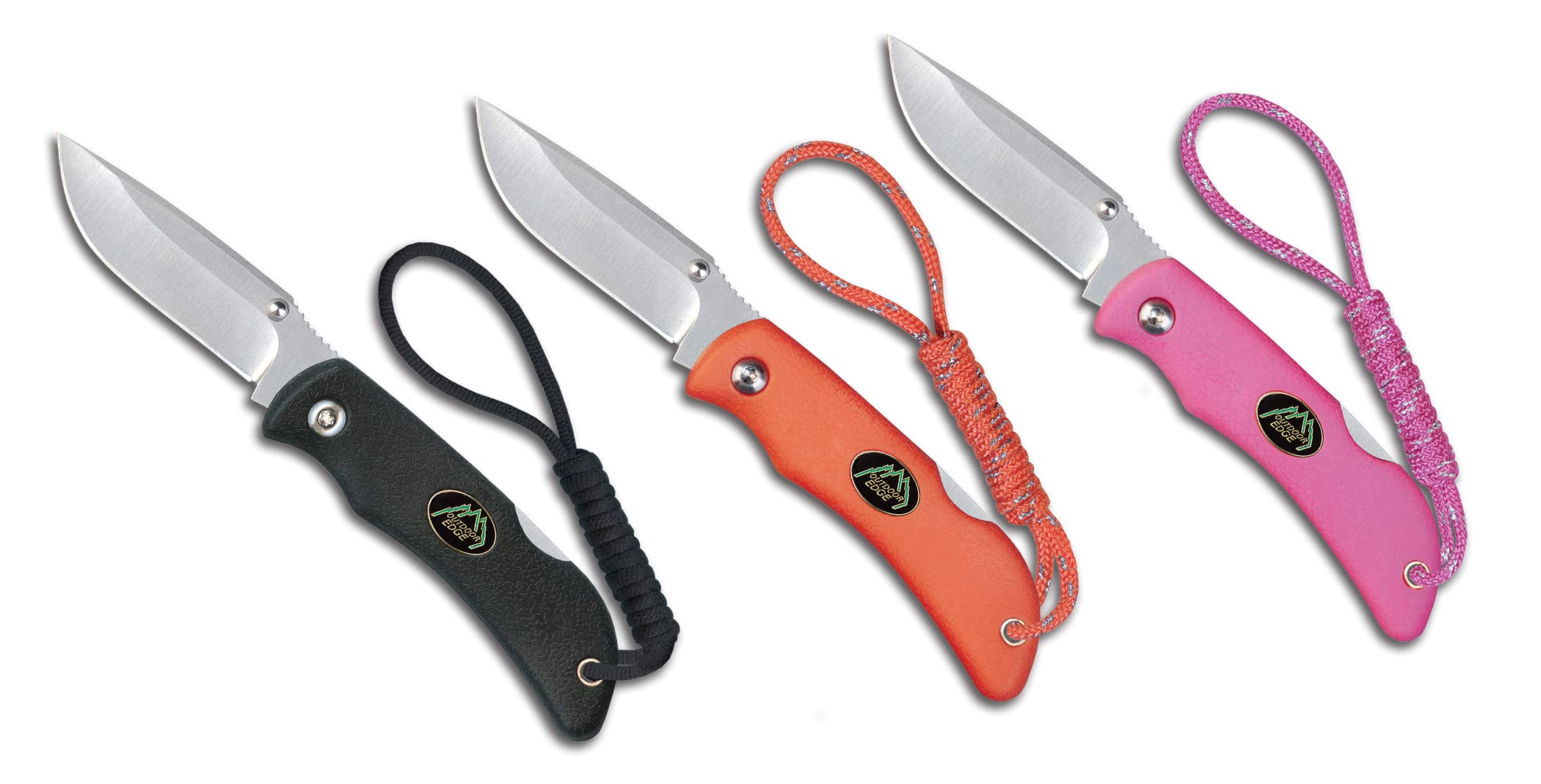 OUTDOOR EDGE MiniGrip - Mini Folding EDC Pocket Knife with 2.2" Stainless Steel Blade, Rubberized Nonslip TPR Handle and Lanyard Attachment (Pink)
