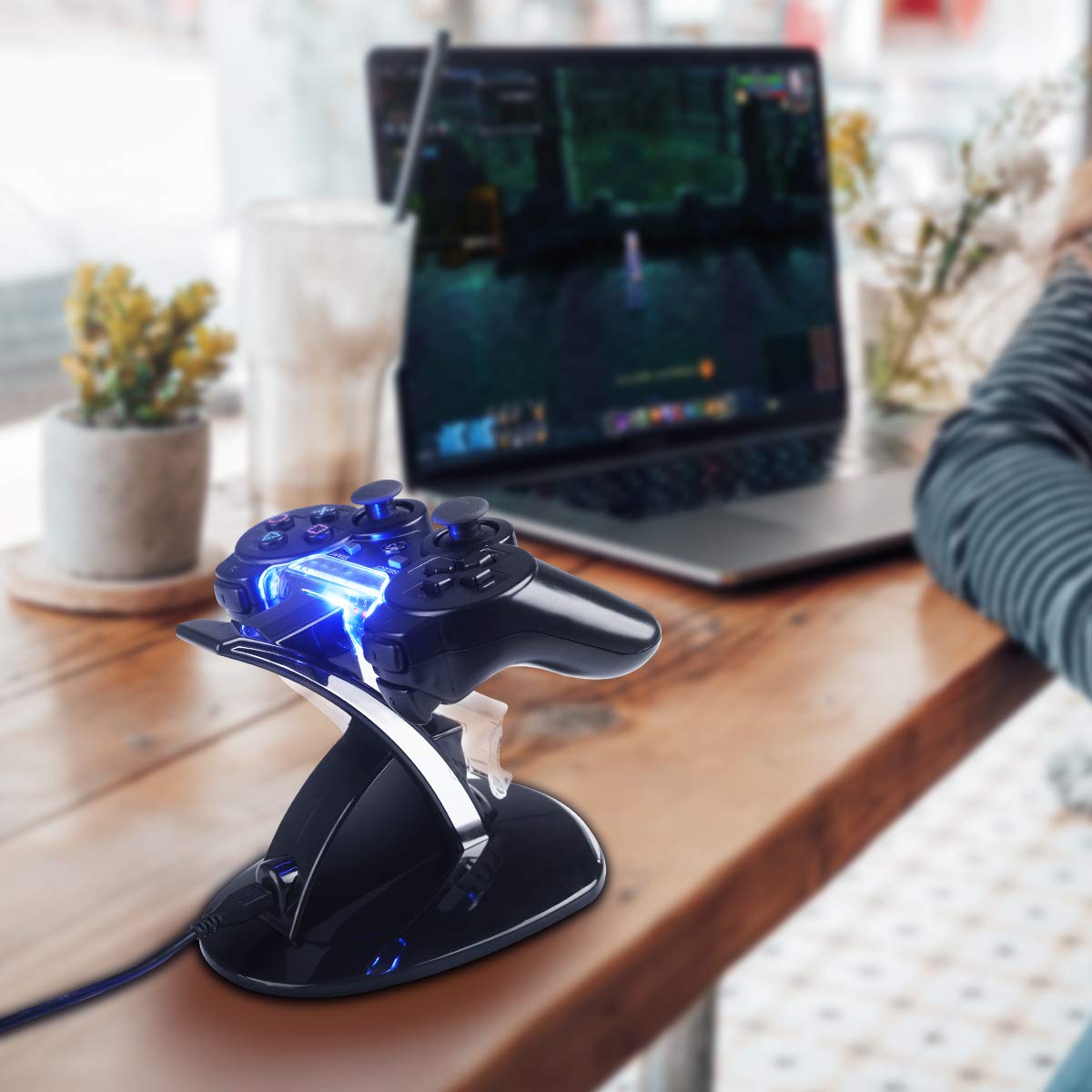 Controller Charger Compatible with PS3, YCCTEAM Controller Charger Station Stand, Dual USB Controller Charging Dock with Dual USB & LED Indicators