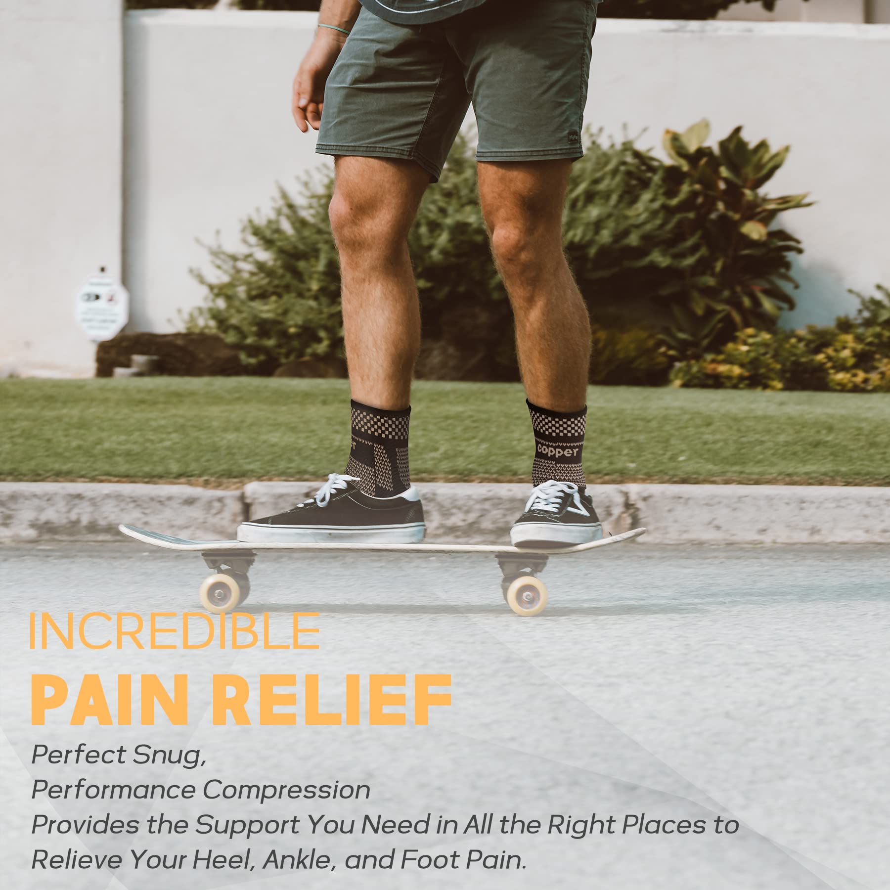 CURECARE Ankle Sleeve for Sprained Ankle, 2 PCS Copper Ankle Brace for Women & Men, Breathable Ankle/Arch Support with Removable Strap, Ankle Stabilizer Brace for Injury Recovery, Pain Relief (S)
