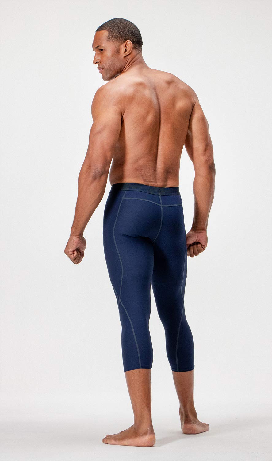 DEVOPS 2 Pack Men's 3/4 Compression Pants Athletic Leggings (X-Large, Black/Navy)