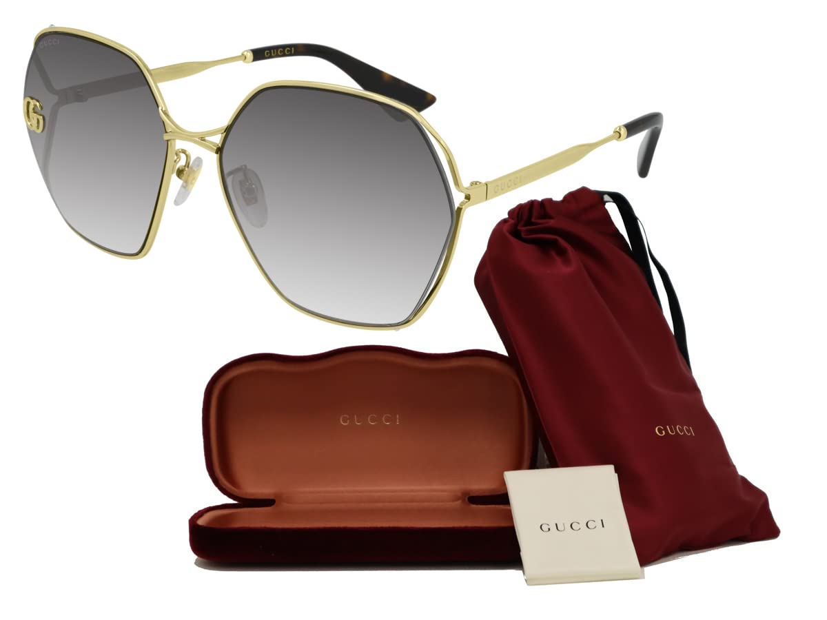Gucci GG818SA 004 63MM Gold/Yellow Gradient Square Sunglasses for Women + BUNDLE with Designer iWear Eyewear Kit