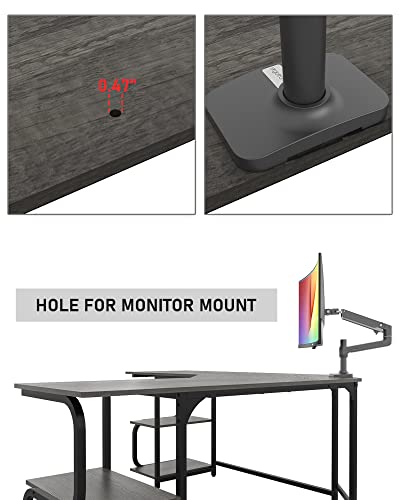 Teraves 64.84" Modern L Shaped Desk with Shelves and 69 inch Reversible L Shaped Corner Gaming Desk with Storage Shelves
